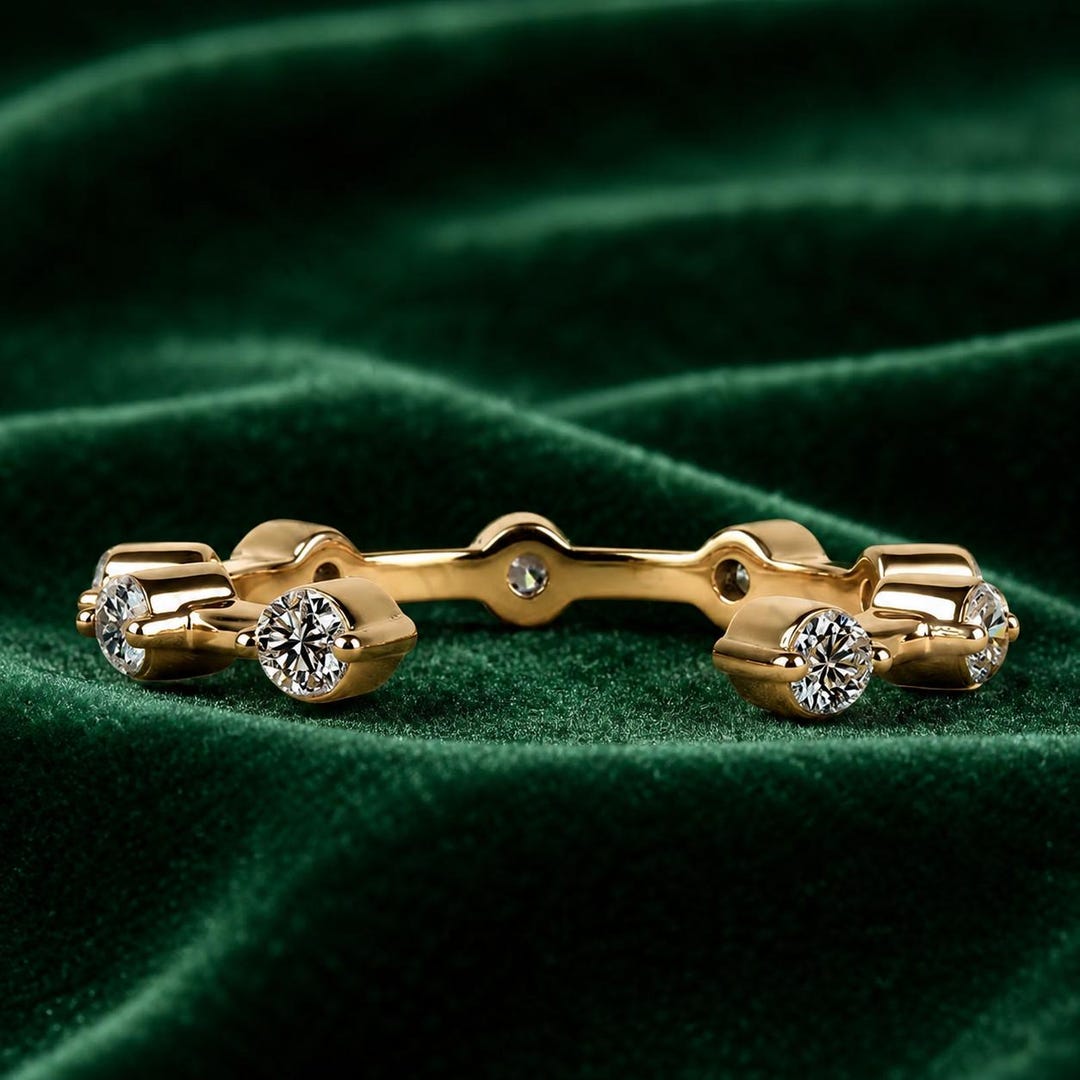 Minimalist Open Diamond Bezel Cuff Band | Lab-grown Diamond Ring(igi ...