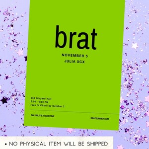DIGITAL DOWNLOAD Brat Theme Invitation - Etsy