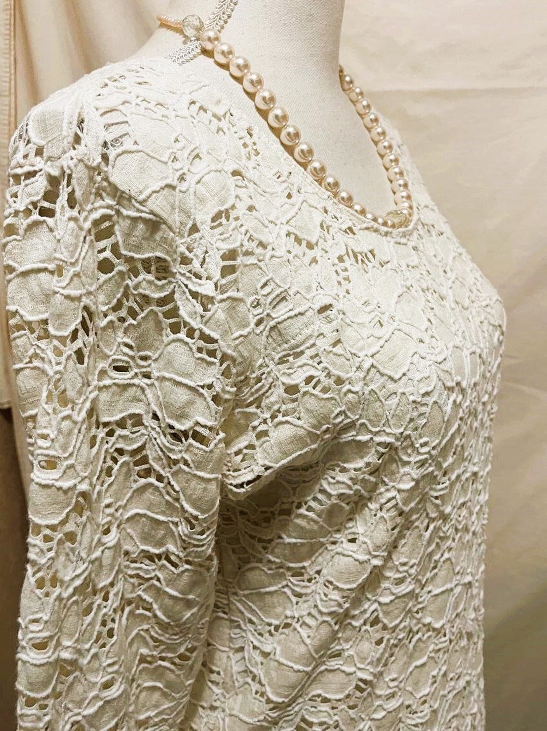 French Vanilla Eyelet Top ~ Peck & Peck Weekend ~ Crochet ~ Lined ...