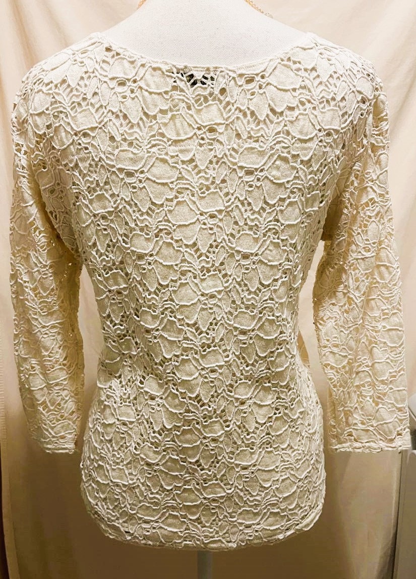 French Vanilla Eyelet Top ~ Peck & Peck Weekend ~ Crochet ~ Lined ...