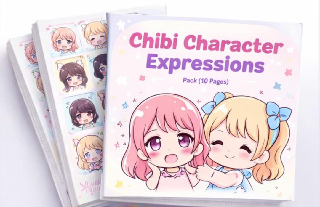 Kawaii Chibi Character Expressions Pack | Drawing Practice Guide (10 ...