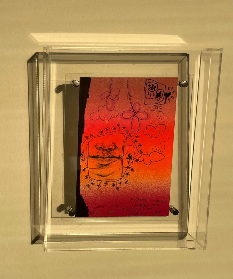 Framed Mixed Media Drawing 10cm X 14cm (titel: LAUGHTER) - Etsy