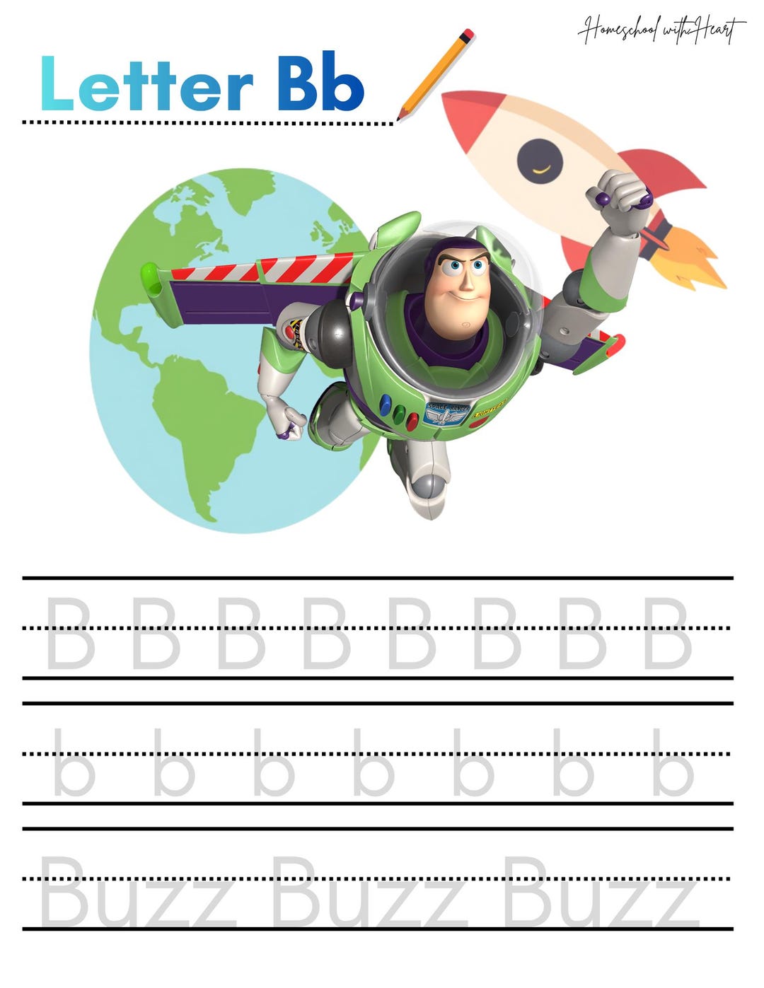 Buzz Lightyear Traceable Worksheet - Letter Bb - Etsy