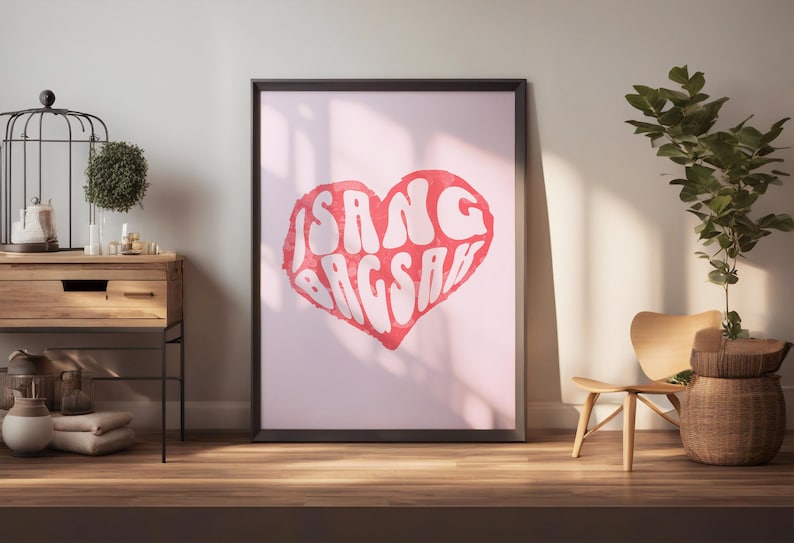 Isang Bagsak Filipino Heart Print, Tagalog Typography Poster (digital ...