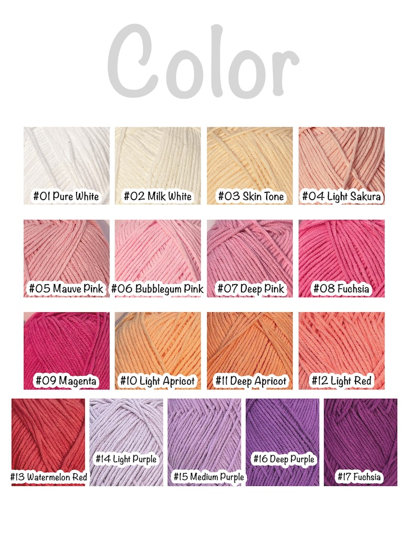 Yarn for Crochet, #3 DK, 72 Solid Colors, Cotton Acrylic Blend Yarn ...