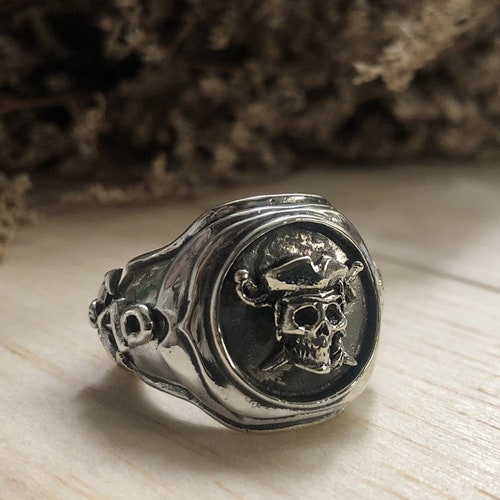 Pirate Skull Ring for Men Made of Sterling Silver 925 Vintage | Etsy
