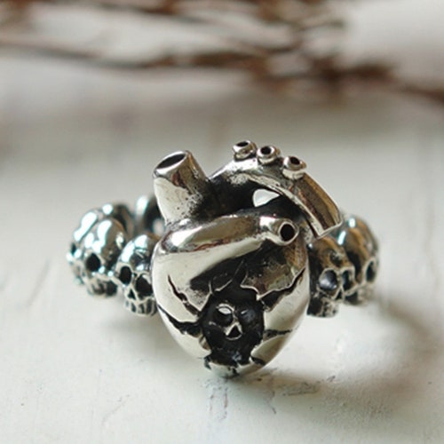 Human Heart Ring for Man Made of Sterling Silver 925 - Etsy