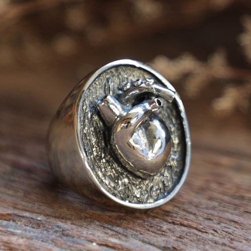 Human Heart Ring for Man Made of Sterling Silver 925 - Etsy
