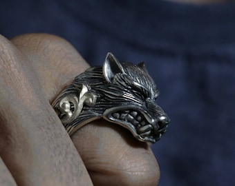 Wolf Fox Ring for Men Made of Sterling Silver 925 Biker Style | Etsy