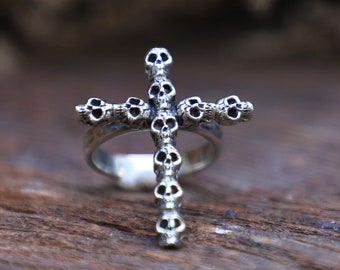 Cross Gothic Ring for Men Made of Sterling Silver 925 Vintage | Etsy