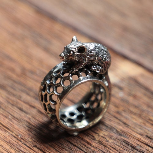Bear Ring for Men Made of Sterling Silver 925 Animal - Etsy