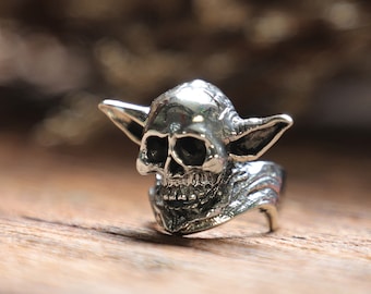 Aviator Skull Ring for Men Made of Sterling Silver 925 Biker - Etsy