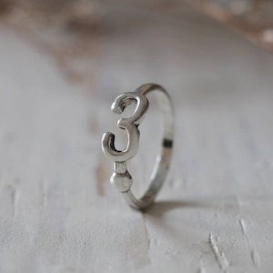 Three 3 Ring Custom Number for Women Made of Sterling Silver 925 ...