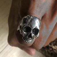 Handmade Mens Skull Ring, 925 Sterling Silver Biker Ring, Vintage ...