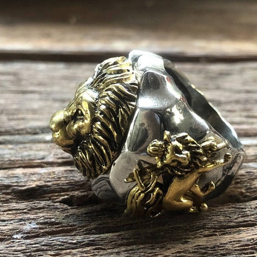 Rasta Lion of Judah Ring for Unisex Made of Sterling Silver | Etsy