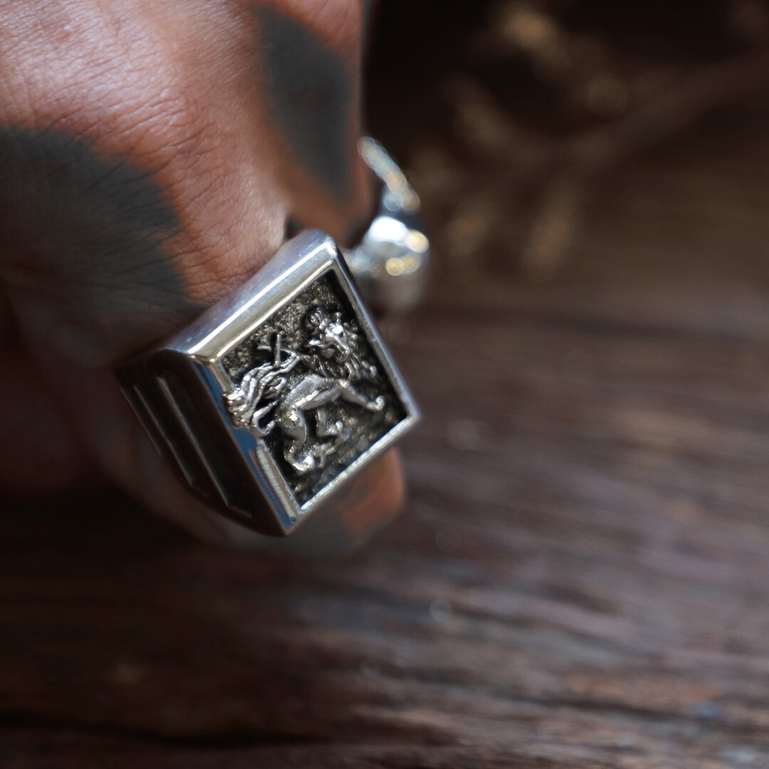 Rasta Lion of Judah Ring for Men Made of Sterling Silver 925 Reggae ...
