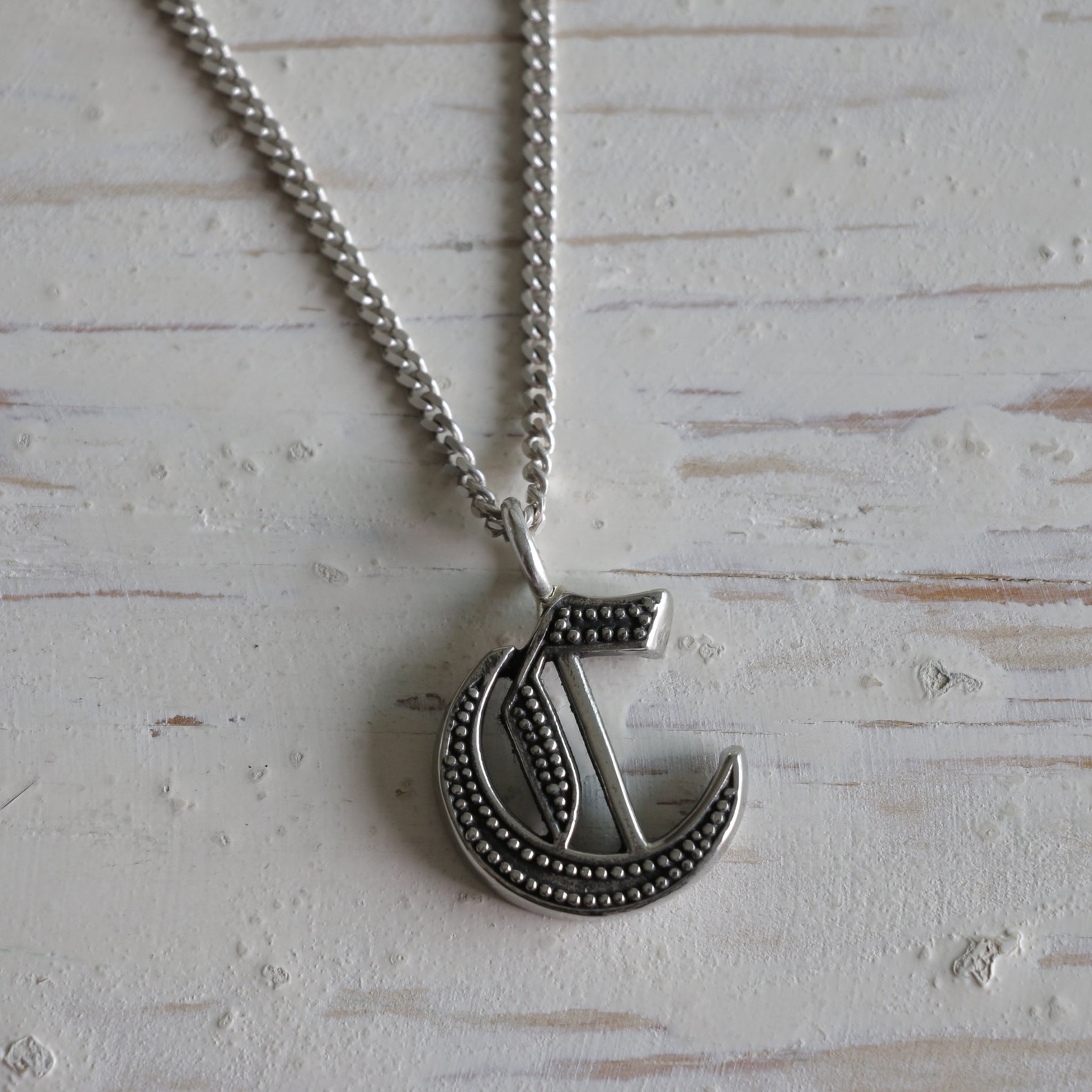 Alphabet C Pendant Necklace for Men Made of Sterling Silver - Etsy