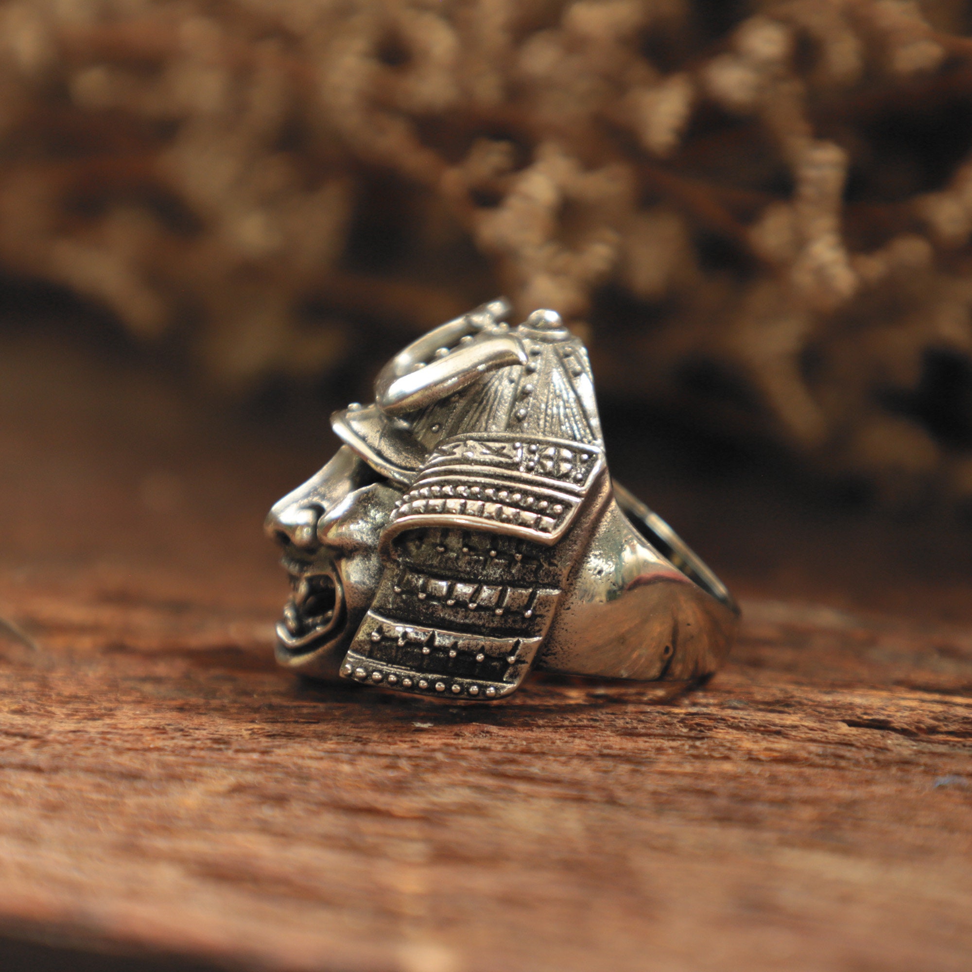 Samurai Mask ring for men made of sterling silver 925 biker | Etsy