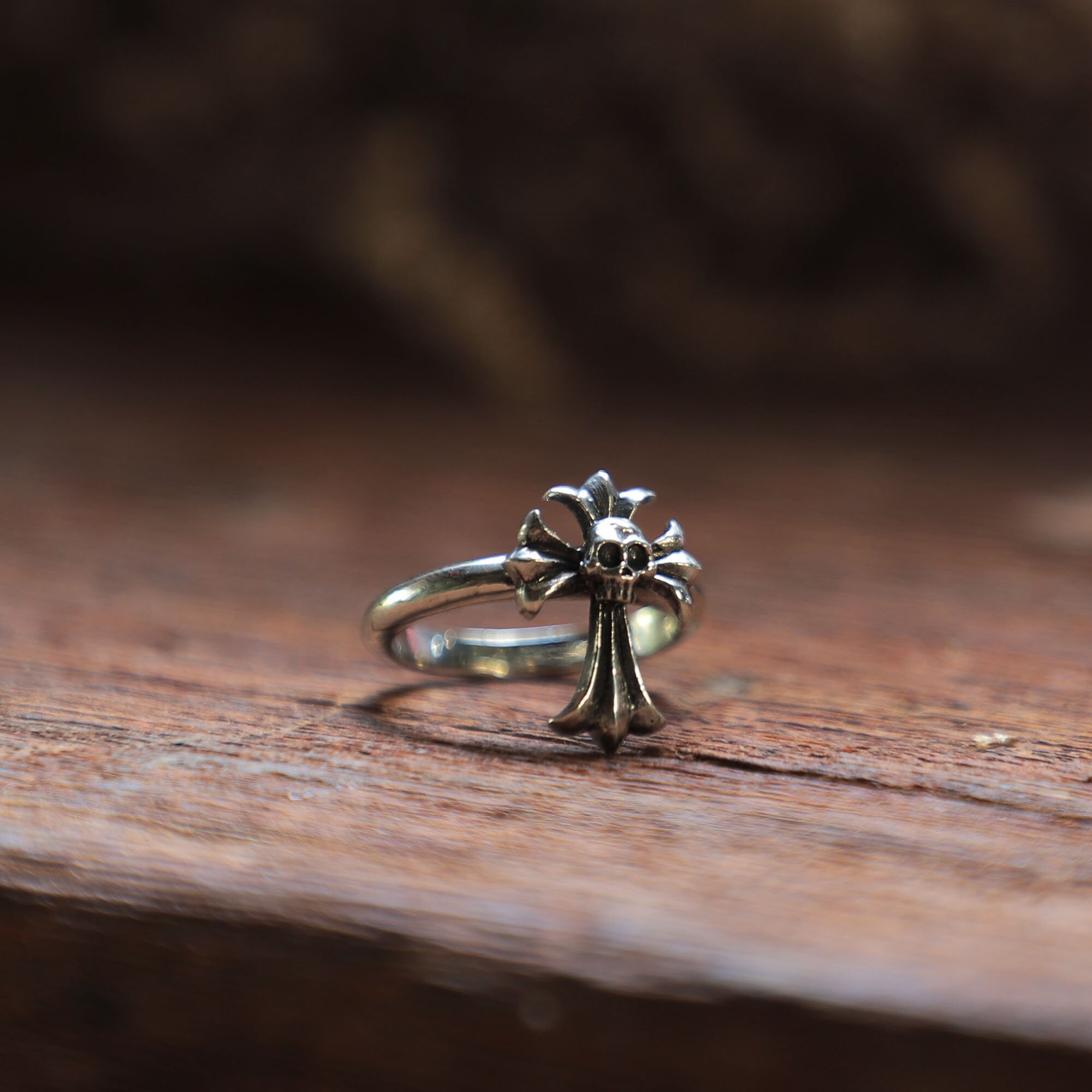 Gothic Cross Skull Ring for Men Made of Sterling Silver 925 | Etsy