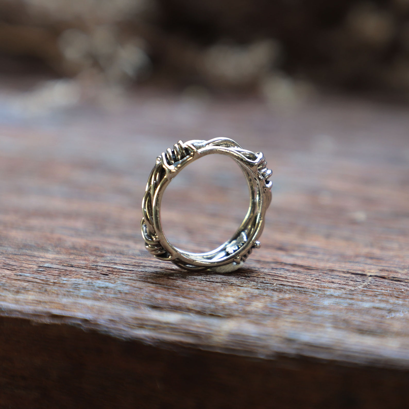 Barbed Wire Band Ring for Unisex Made of Sterling Silver 925 Punk Style ...