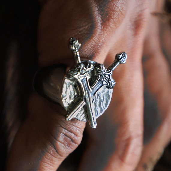 Medieval Sword Ring for Men Made of Sterling Silver 925 Viking - Etsy