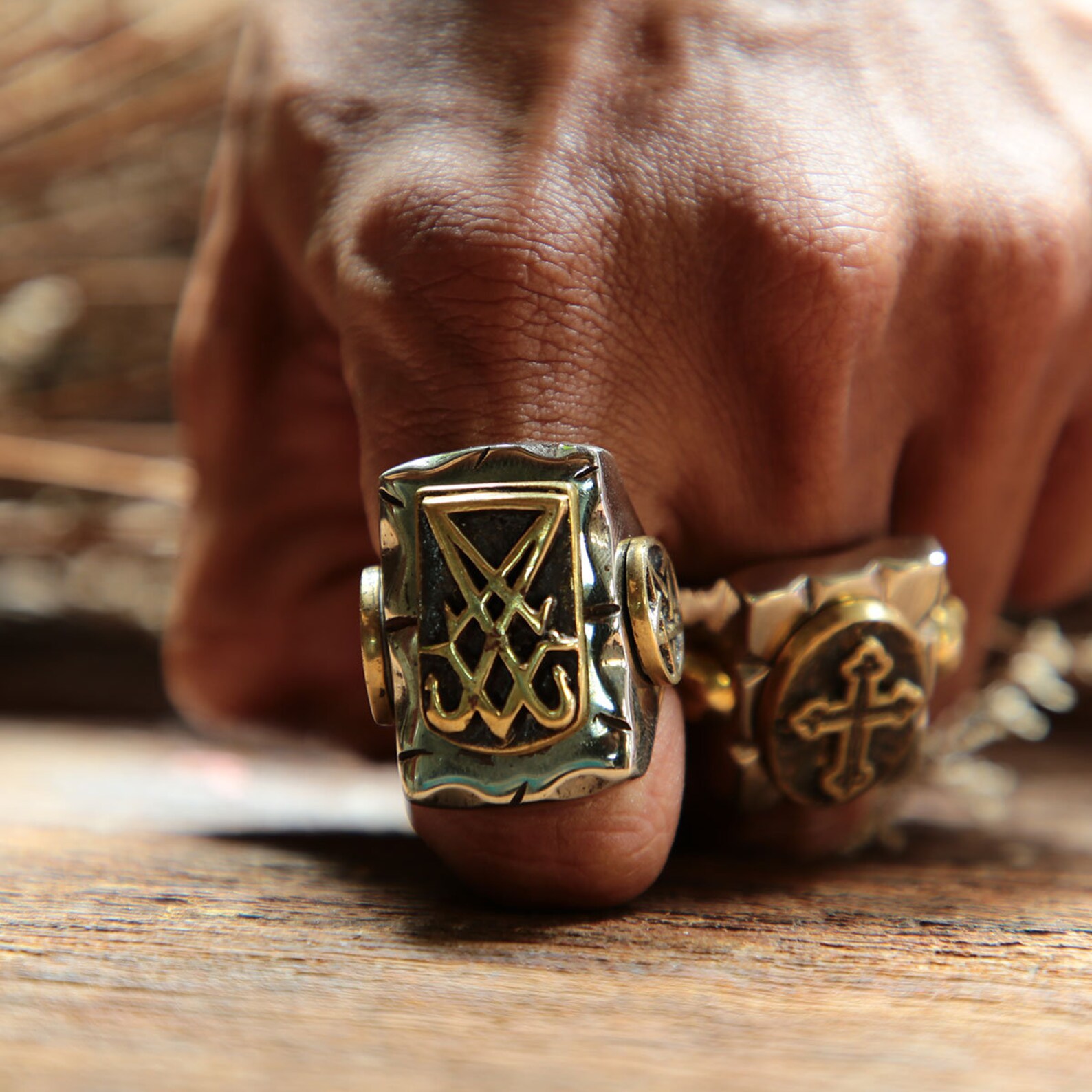 Sigil of Lucifer Pentagram Ring for Men Made of Sterling Silver 925 ...