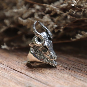 Horned Goat Ring for Men Made of Sterling Silver 925 Satanism Biker - Etsy
