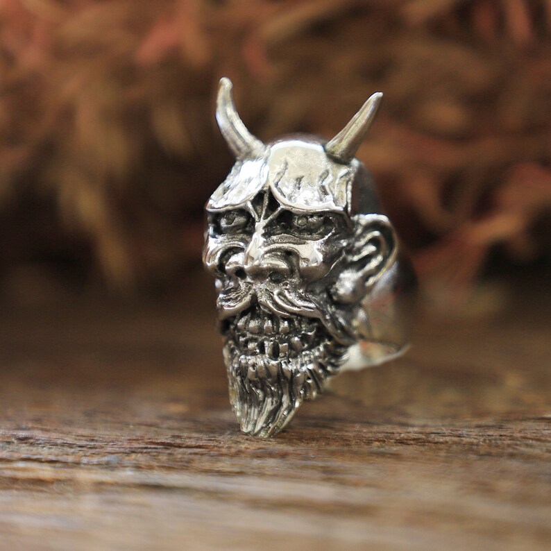 Hannya Mask Skull Ring for Men Made of Sterling Silver 925 - Etsy