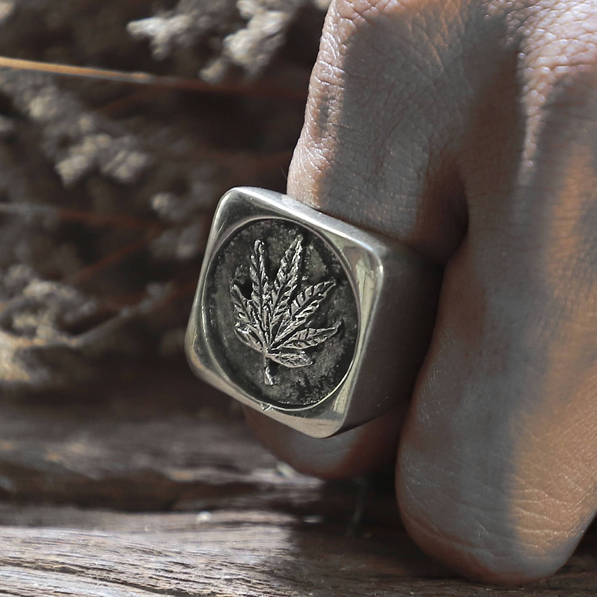 Marijuana ring for men made of sterling silver 925 Reggae | Etsy