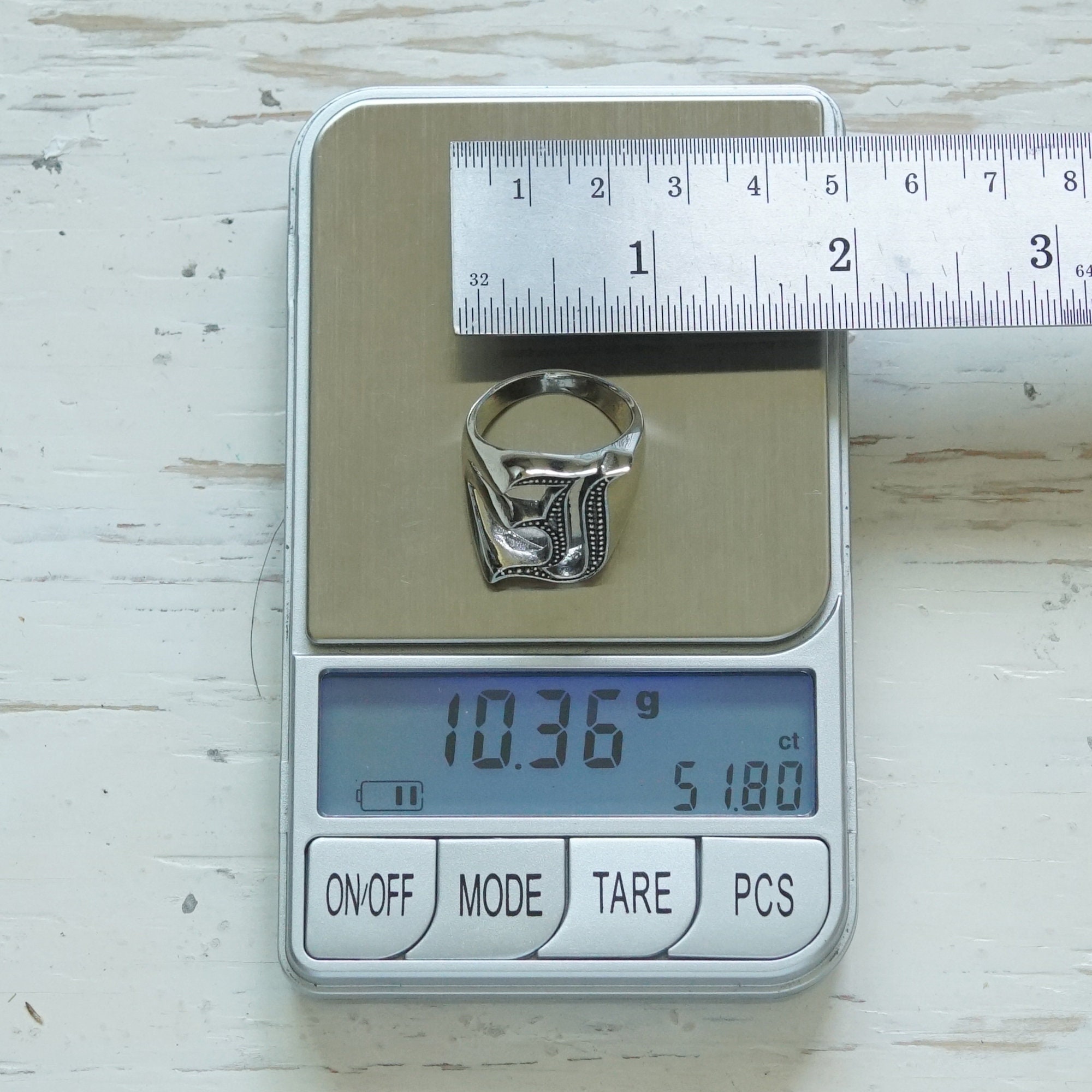 I Letter Old English Ring for Men Made of Sterling Silver 925 Biker ...