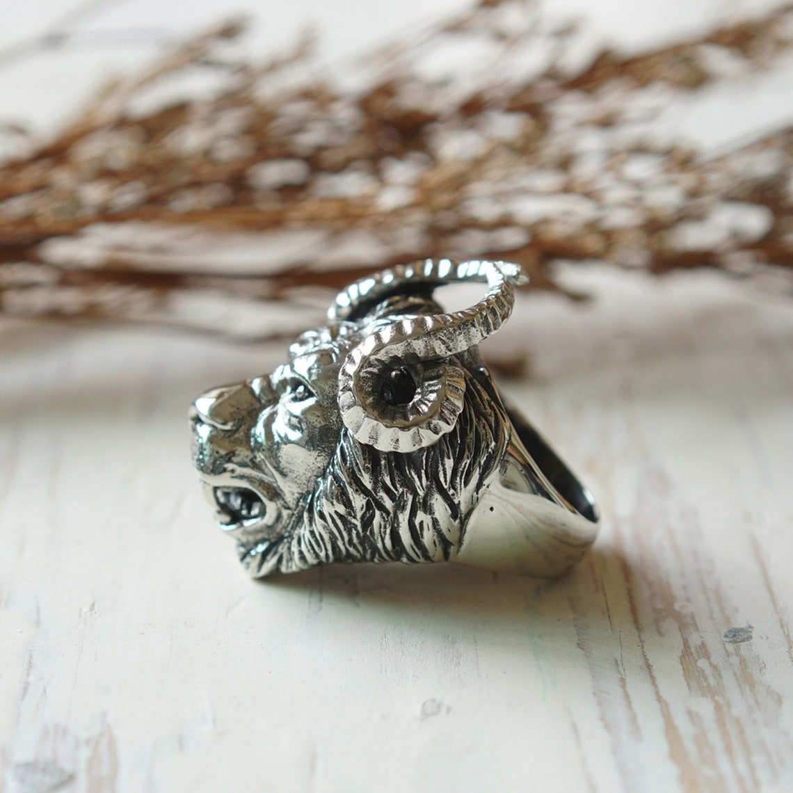 Lion Horned Goat Ring for Men Made of Sterling Silver 925 - Etsy