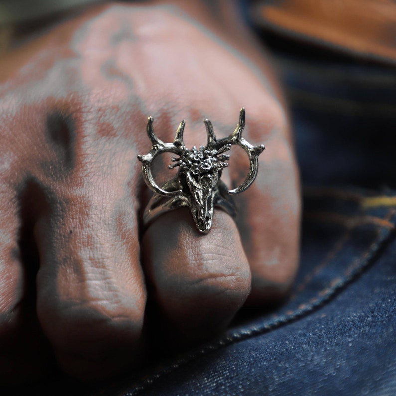 Deer Skull Ring for Women Made of Sterling Silver 925 Bohemian Style - Etsy