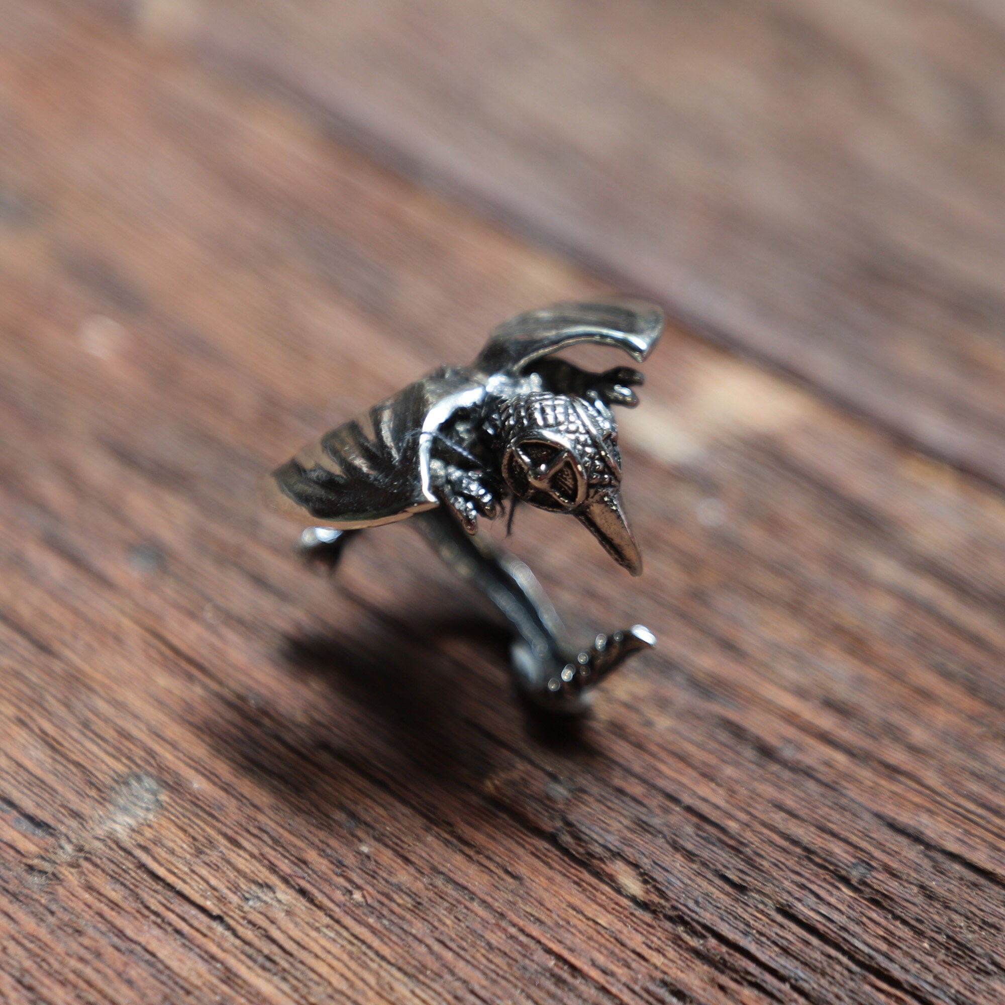 Flying Odin Ravens Ring for unisex made of sterling silver 925 | Etsy