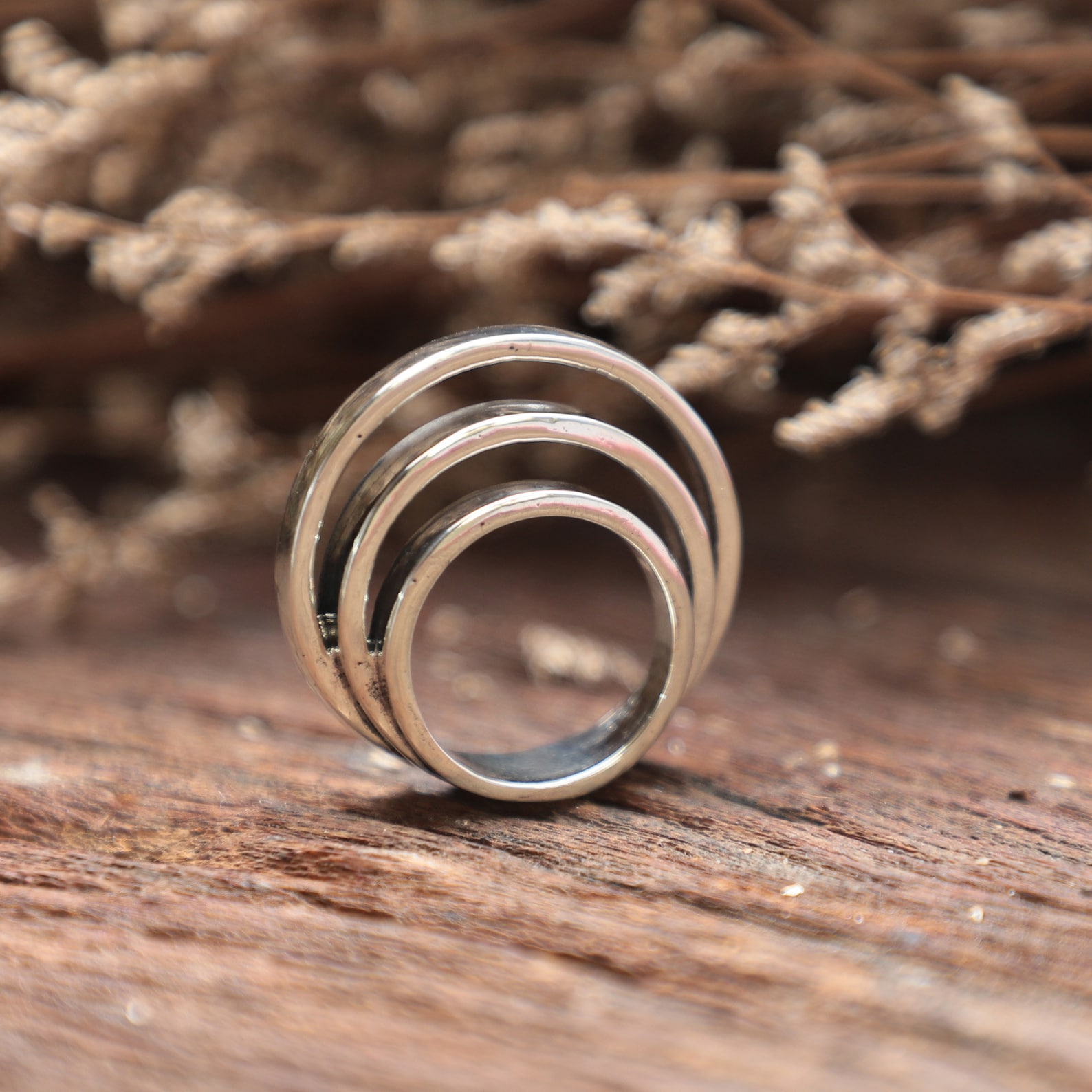 Three Layers Circle Ring for Unisex Made of Sterling Silver | Etsy