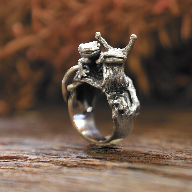 Snail and Gecko Ring for Men Made of Sterling Silver 925 Boho - Etsy