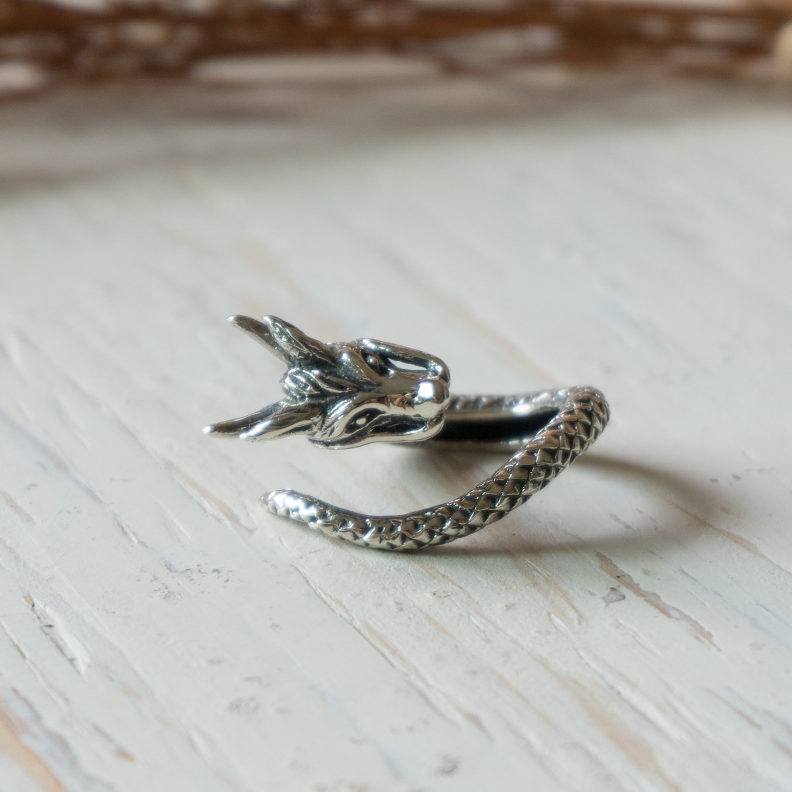 River Dragon Japanese Ring for Unisex Made of Sterling Silver 925 ...