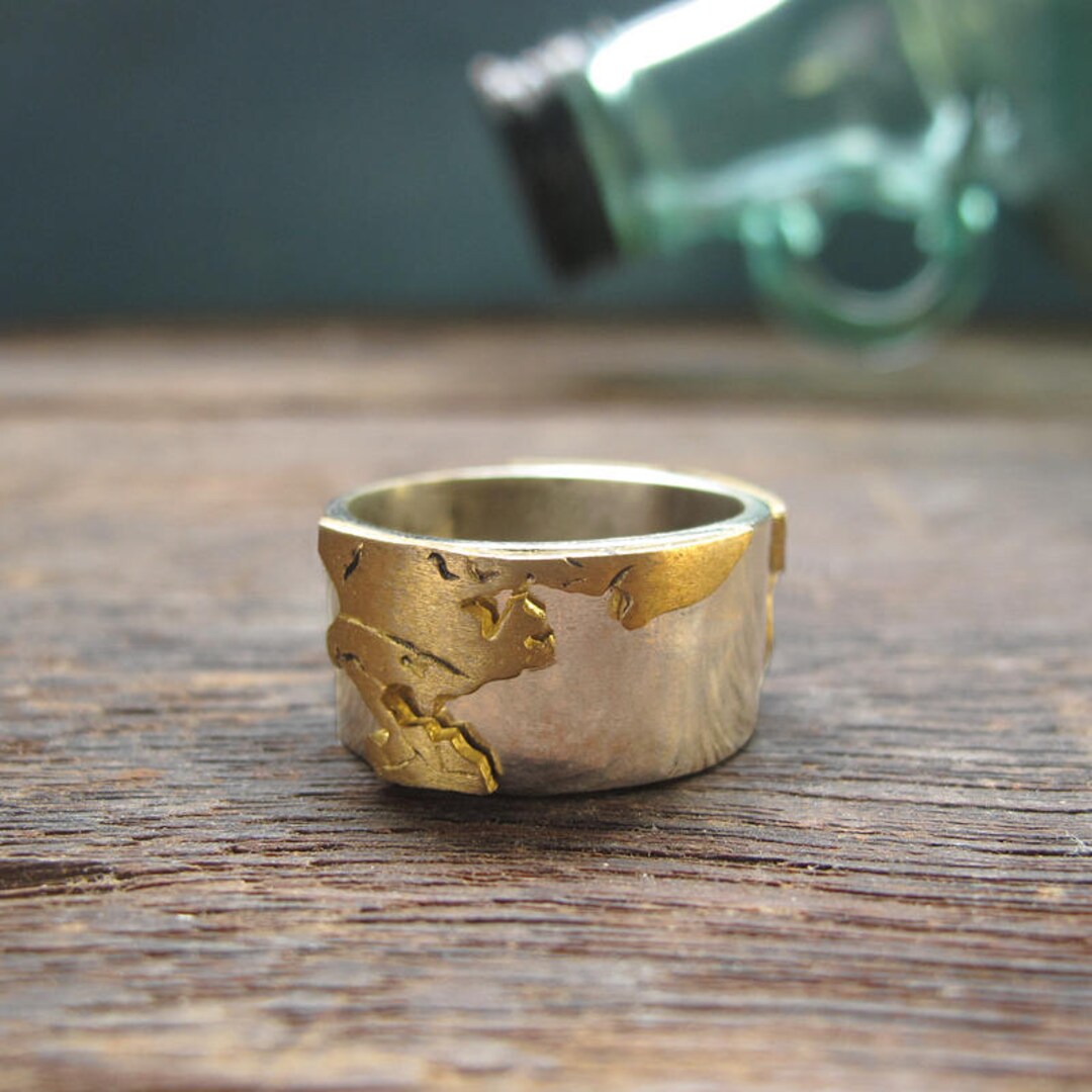 Travel Map Ring for Unisex Made of Sterling Silver 925 Minimal Style - Etsy
