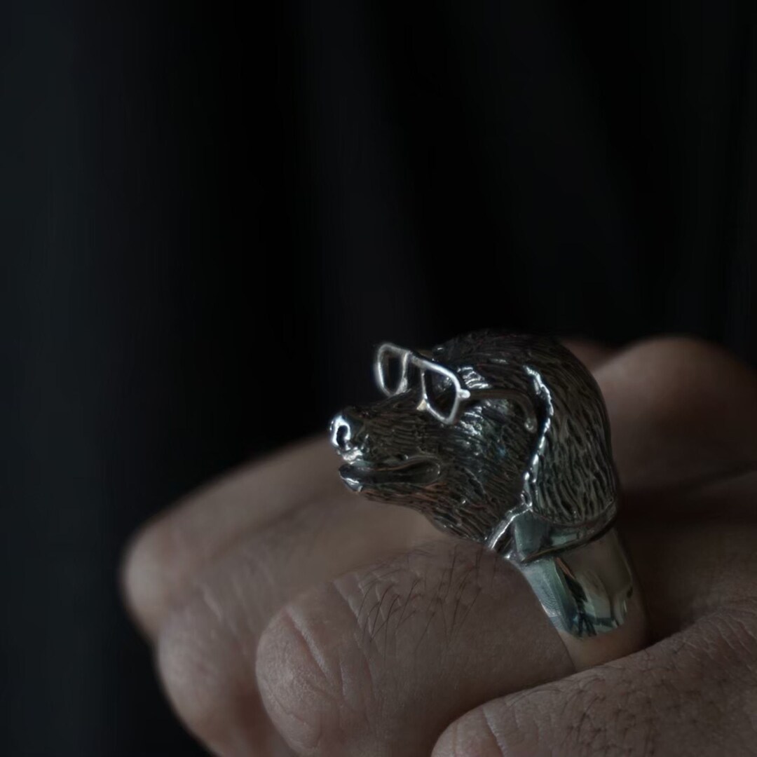Labrador Retriever Dog and Glasses Ring for Unisex Made of Sterling ...