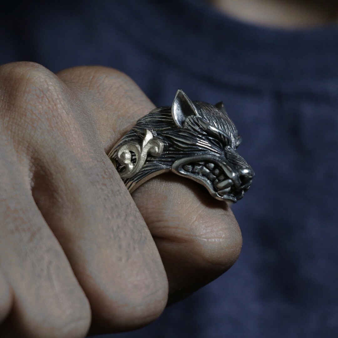 Wolf Odin Ring for Men Made of Sterling Silver 925 Viking Style - Etsy