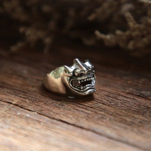 Samurai Mask Skull Ring for Men Made of Sterling Silver 925 Japanese ...