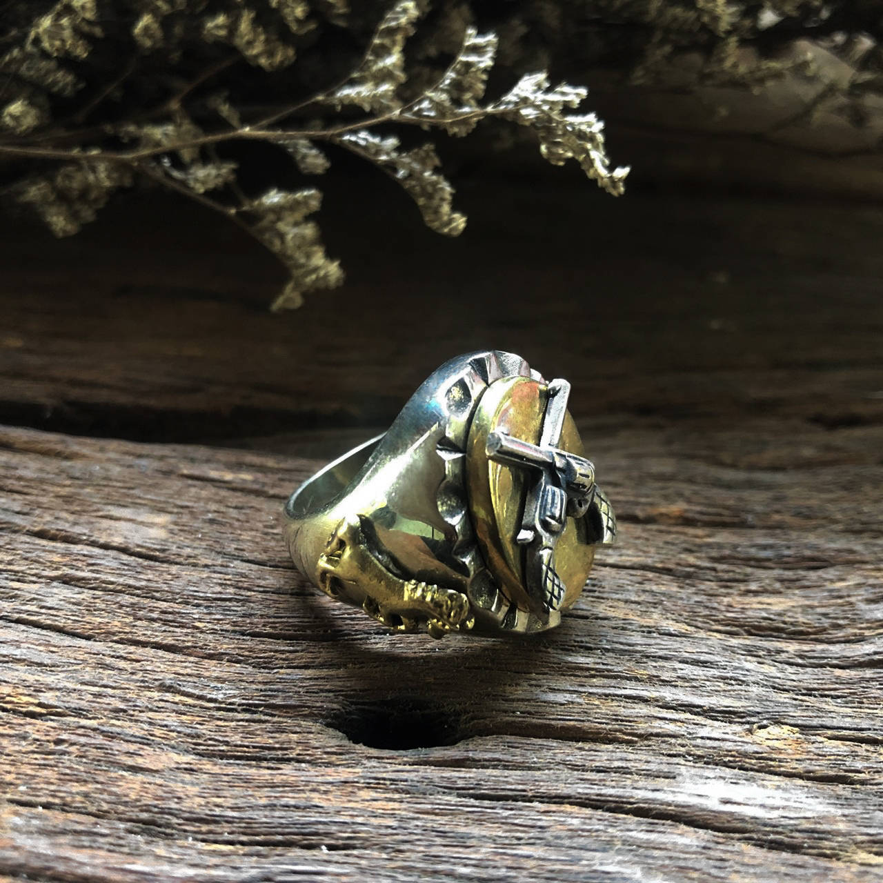 Cross Guns Ring for Men Made of Sterling Silver 925 Mexican Biker Style ...