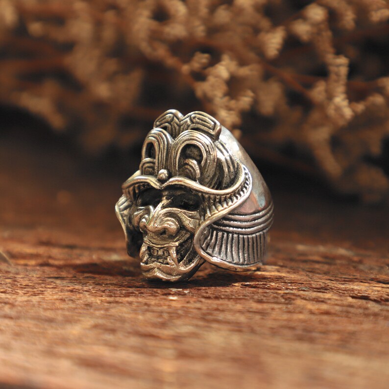 Geisha Hannya Mask Ring for Men Made of Sterling Silver 925 | Etsy