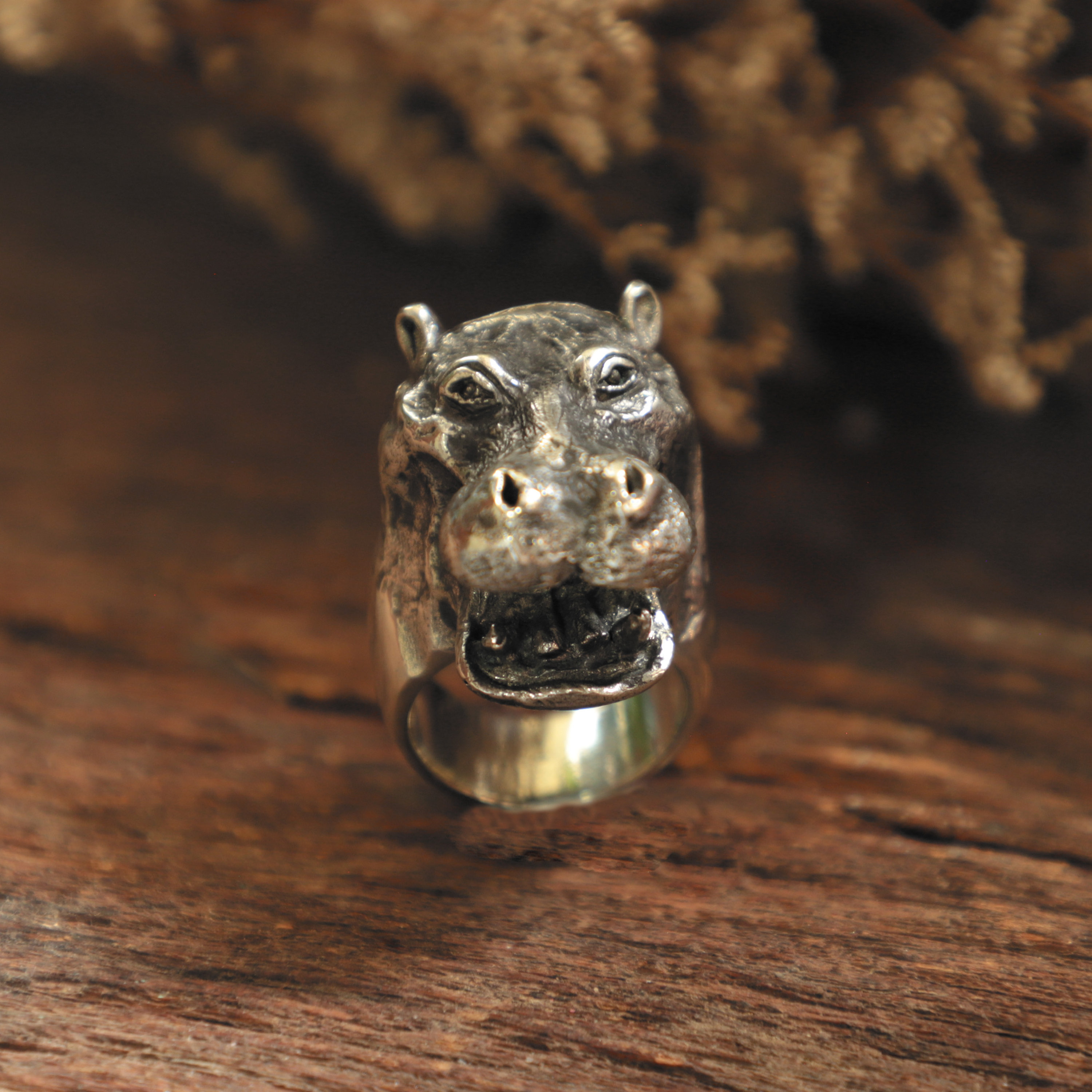 Hippopotamus ring for men made of sterling silver 925 biker | Etsy