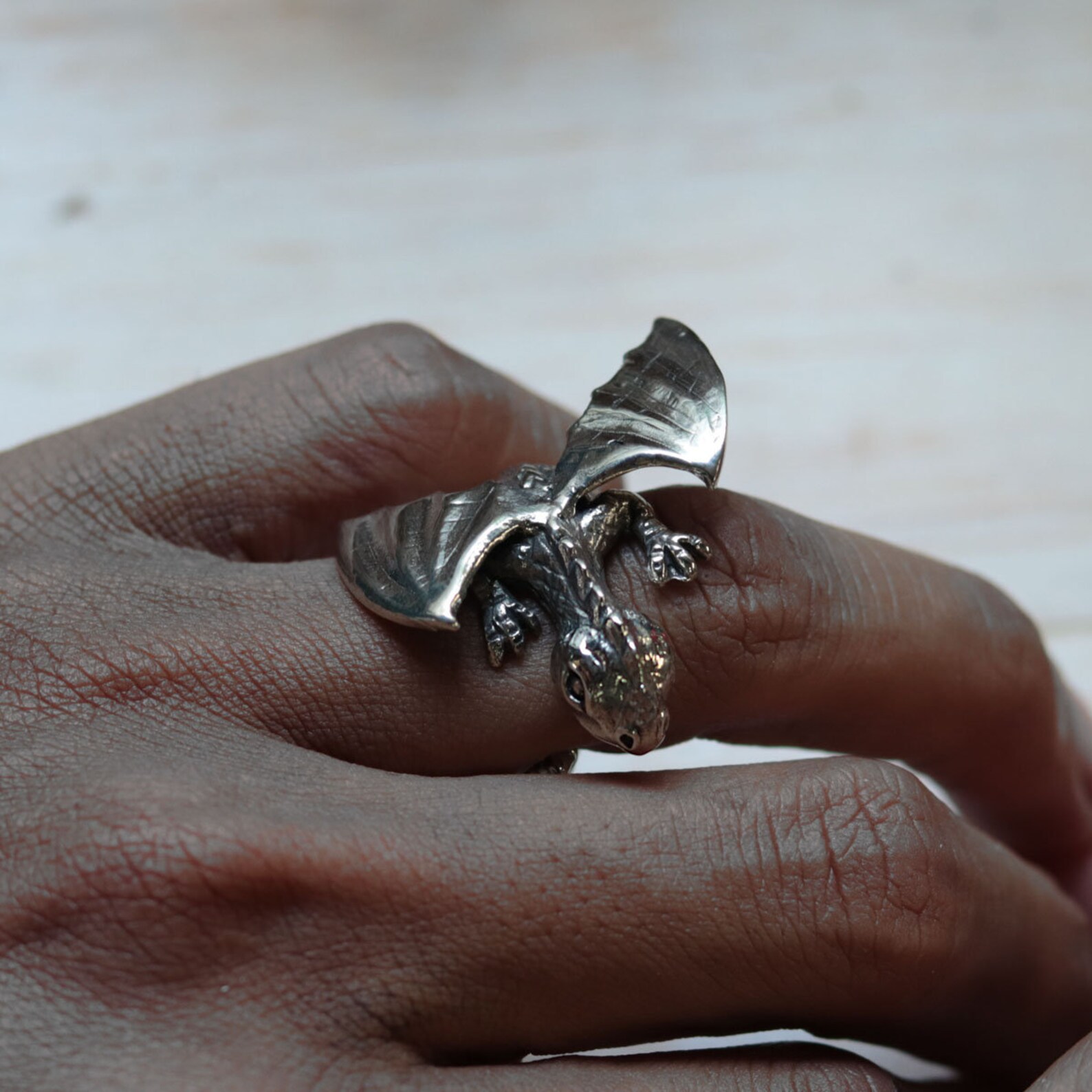 Flying Dragon Ring for Unisex Made of Sterling Silver 925 Fantasy Style ...