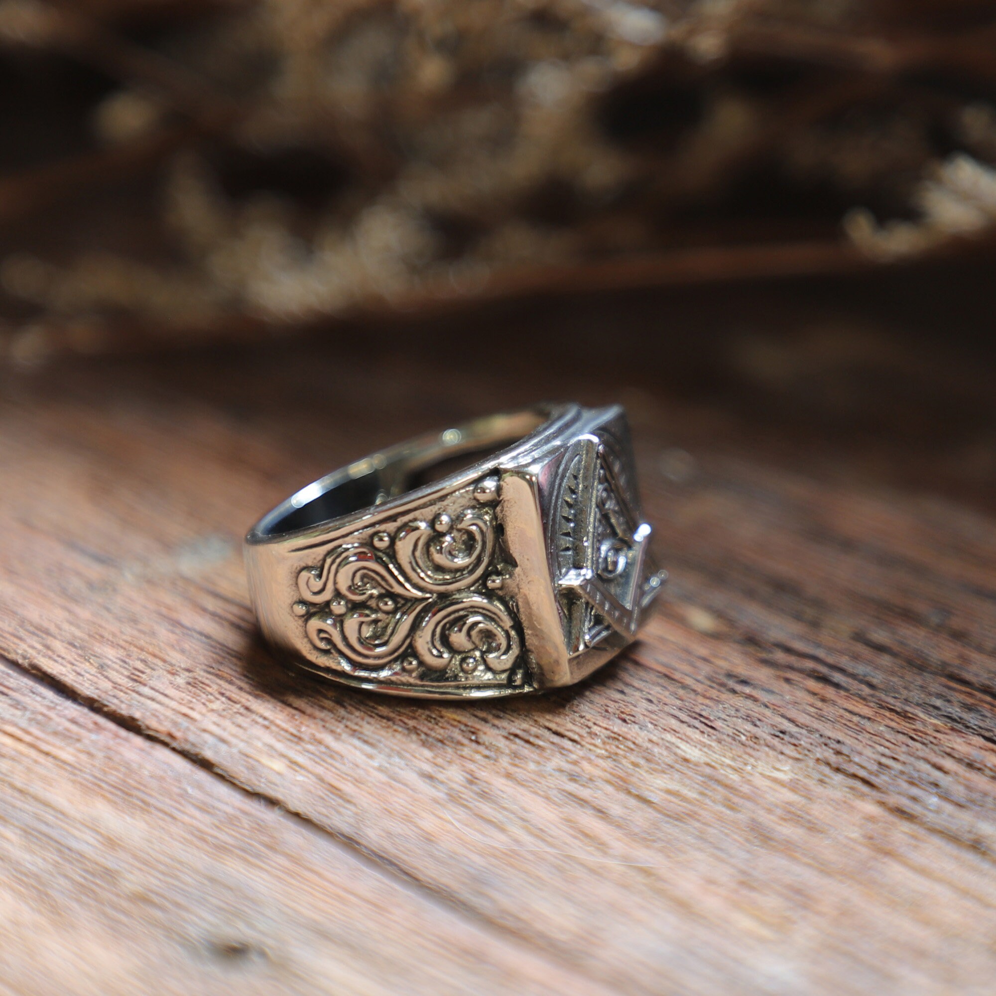 Freemason Ring for Men Made of Sterling Silver 925 Gothic | Etsy