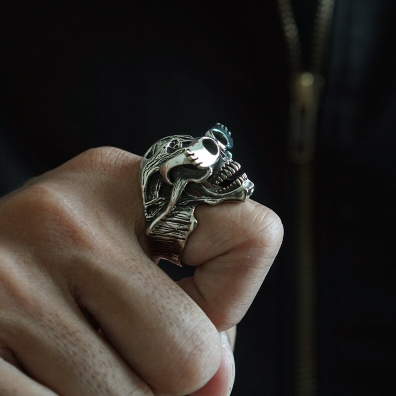 Monster and Glasses Skull Ring for Men Made of Sterling Silver 925 ...