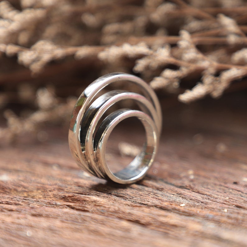 Three Layers Circle Ring for Unisex Made of Sterling Silver - Etsy