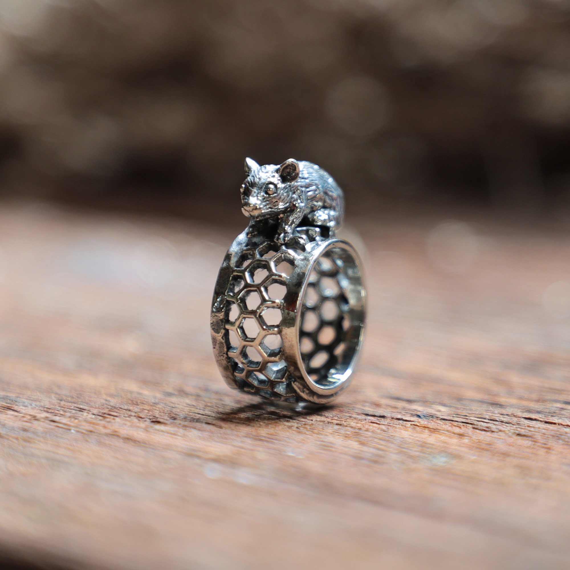 Little Mouse Circle ring for women made of sterling silver 925 | Etsy