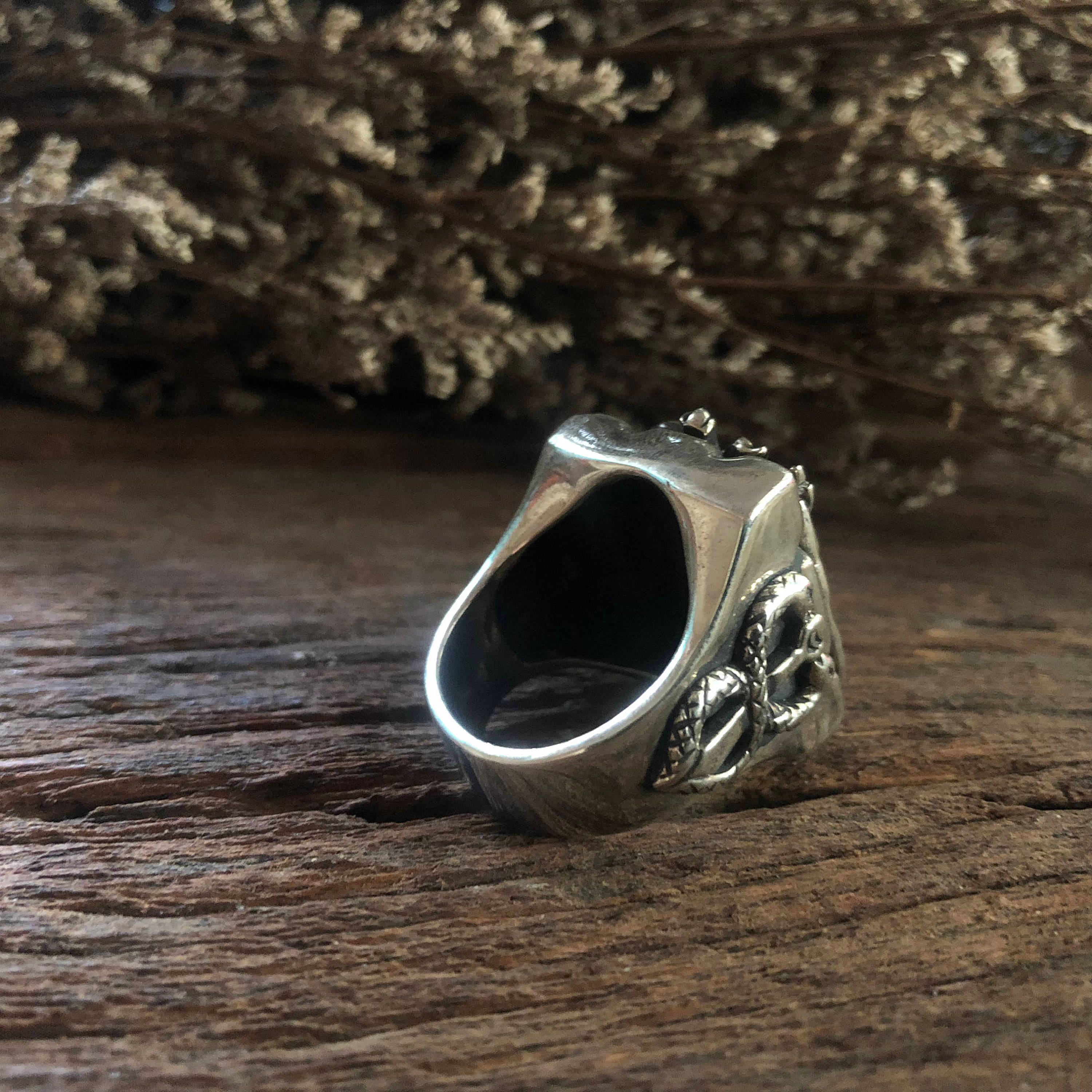 Baphomet Pentagram Caduceus Ring for Unisex Made of Sterling - Etsy ...