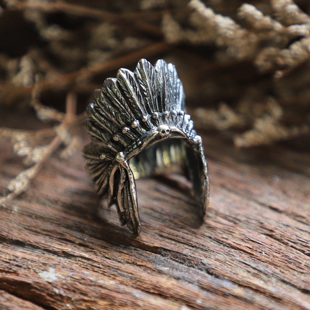 Indian Feather Headdress Ring for Women Made of Sterling Silver 925 ...